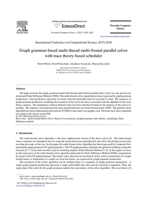 Pdf Graph Grammar Based Multi Thread Multi Frontal Parallel Solver