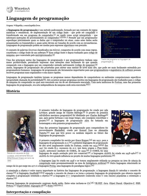 Linguagem De Programação Wikipédia A Enciclopédia Livre Pdf
