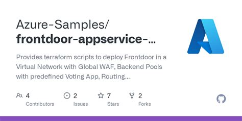 Github Azure Samplesfrontdoor Appservice Vnet Terraform Provides Terraform Scripts To Deploy