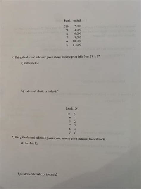Solved Elasticity Worksheet Answer The Following Elasticity Chegg Com