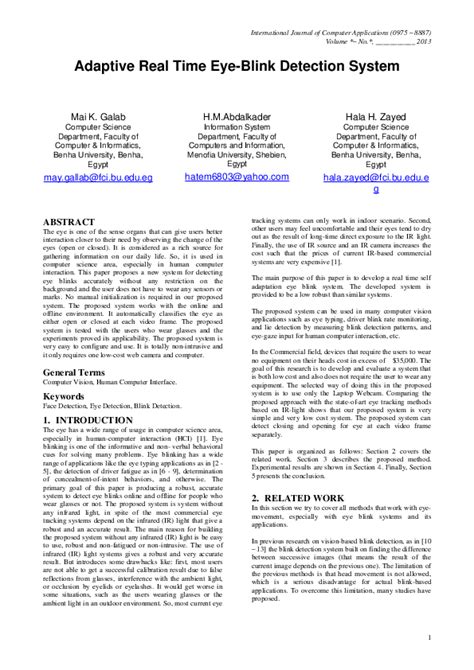Doc Adaptive Real Time Eye Blink Detection System