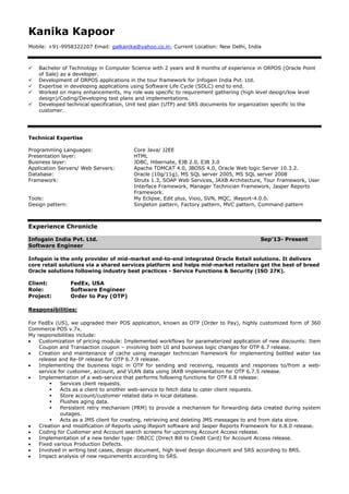Kanika Kapoor CV PDF