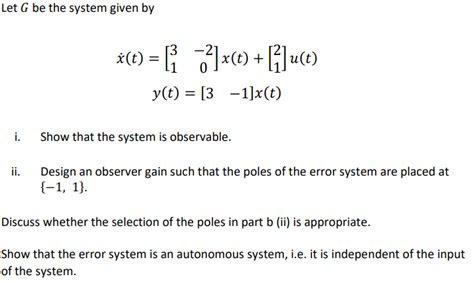 Solved Let G Be The System Given By Chegg