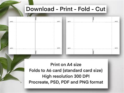 A6 Digital Instant Download Print And Cut Template A4 Procreate Greeting Card Template For Do It