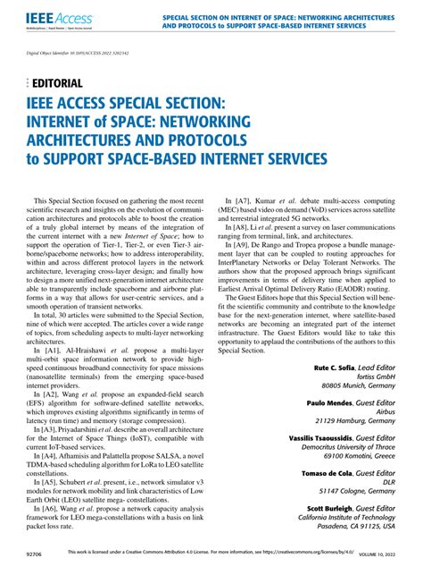 Pdf Ieee Access Special Section Internet Of Space Networking Architectures And Protocols To