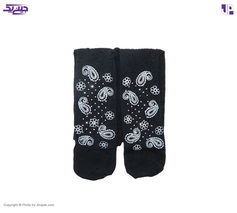 جوراب شلواری دخترانه ساپورت مشکی طرح ترمه نگین دار