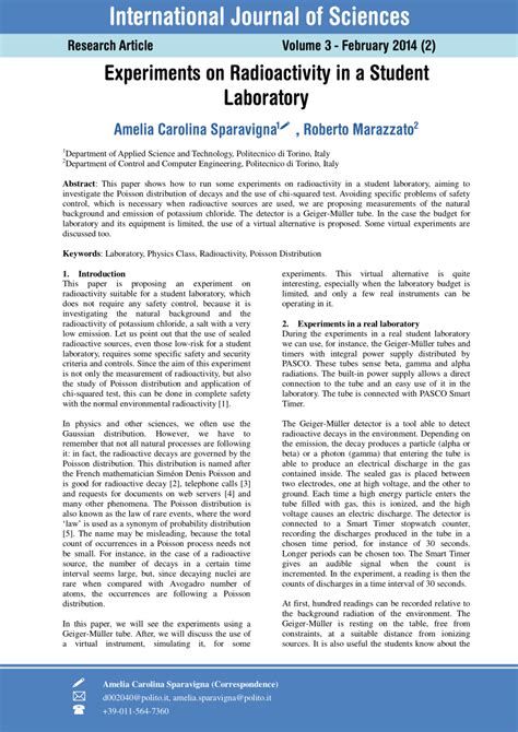 PDF Experiments On Radioactivity In A Babe Laboratory