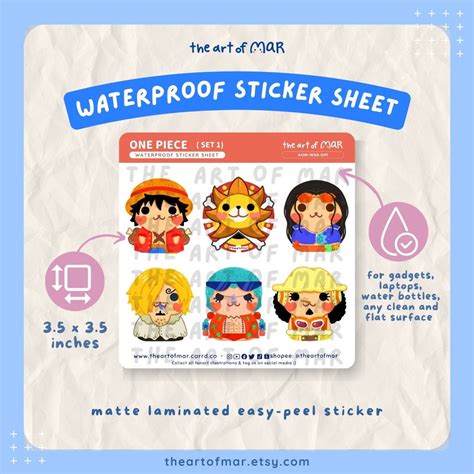 One Piece Chibi Sticker Sheet Sets Luffy Zoro Sanji Law Ace Shanks Doflamingo Yamato