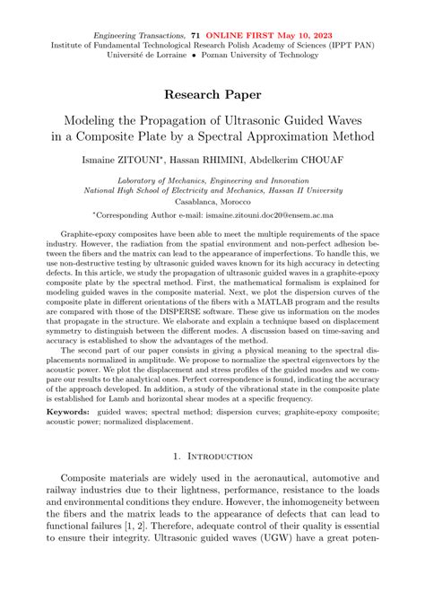 Pdf Modeling The Propagation Of Ultrasonic Guided Waves In A Composite Plate By A Spectral