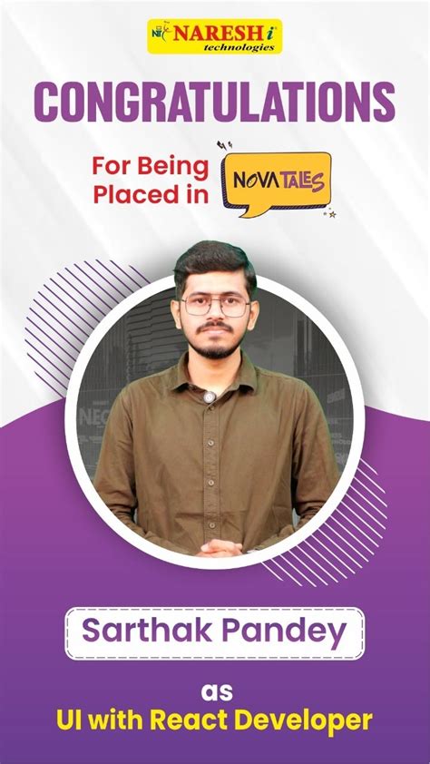 Naresh Itech Congratulations For Being Placed In Novatales As A Ui