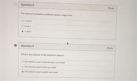 Solved D Question Pts The Value Of Correlation Chegg