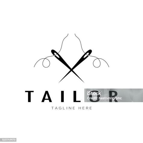 재단사 로고 아이콘 일러스트레이션 템플릿 옷 실 및 재봉틀 버튼의 조합 의류 제품 디자인 대류 회사 벡터 형태의 패션 가위에 대한 스톡 벡터 아트 및 기타 이미지 Istock