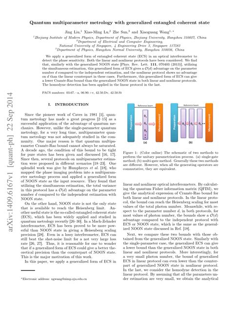 Pdf Quantum Multiparameter Metrology With Generalized Entangled