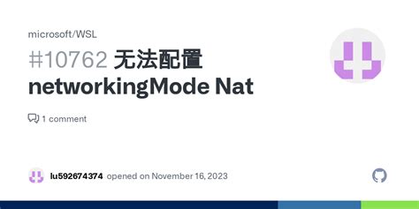 无法配置 networkingMode Nat Issue 10762 microsoft WSL GitHub