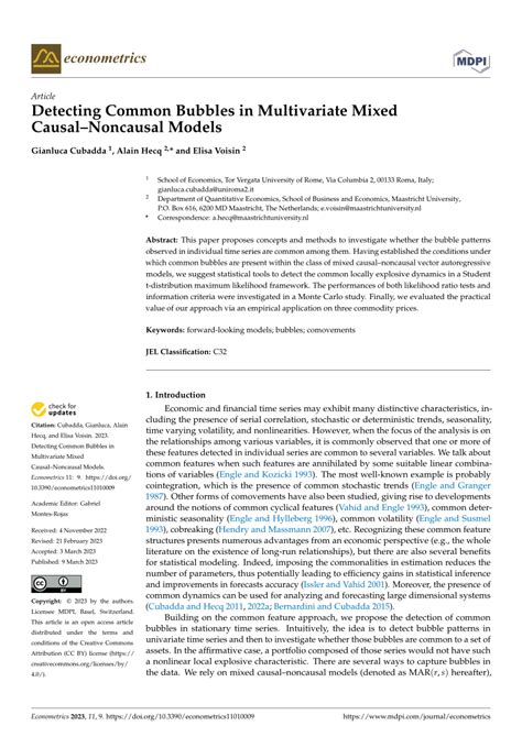 Pdf Detecting Common Bubbles In Multivariate Mixed Causalnoncausal