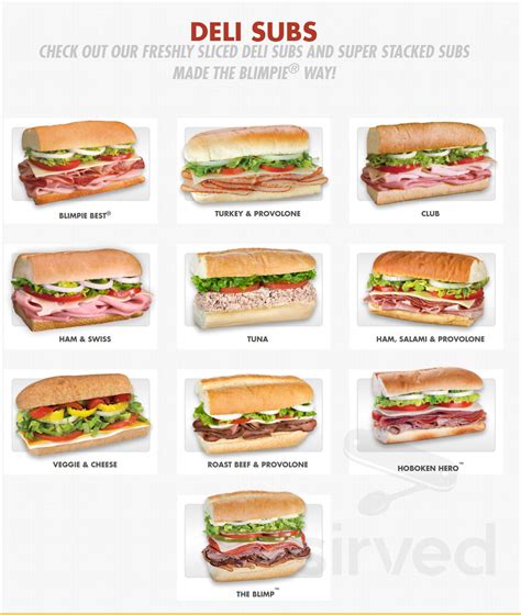 Blimpie Menu In Melbourne Florida Usa