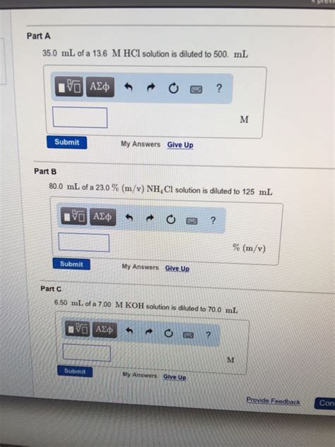 Solved ML Of A M HCl Solution Is Diluted To Chegg Com