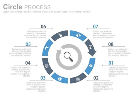 Download Eight Staged Circular Chart For Search Manipulation Flat Powerpoint Design PPT Images