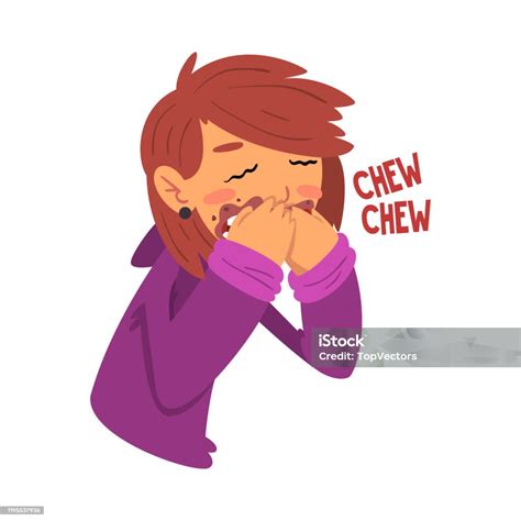 재미 있는 소녀 먹는 초콜릿 달콤한 치아 소녀 만화 캐릭터 즐기는 욕심 으로 삼키는 과자 벡터 일러스트 귀여운에 대한 스톡 벡터 아트 및 기타 이미지 Istock