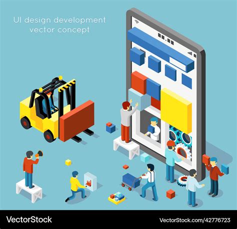 Smartphone Ui Design Development Concept In Flat Vector Image