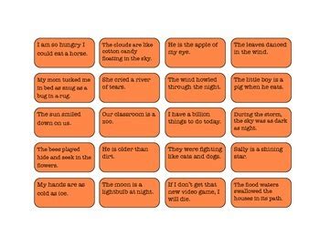 Figurative Language Sort Simile Metaphor Personification Hyperbole