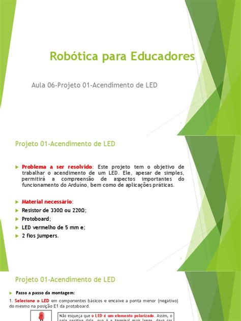 aula06 projeto 01 acendimento de led2 download grátis pdf diodo
