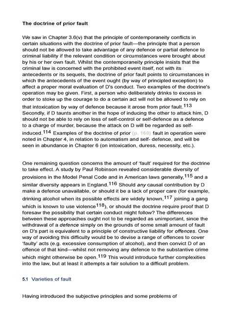 The Doctrine Of Prior Fault Whilst The Contemporaneity Principle Insists That The Criminal Law