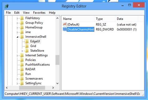 Как отключить панель Charms Bar в Windows 8