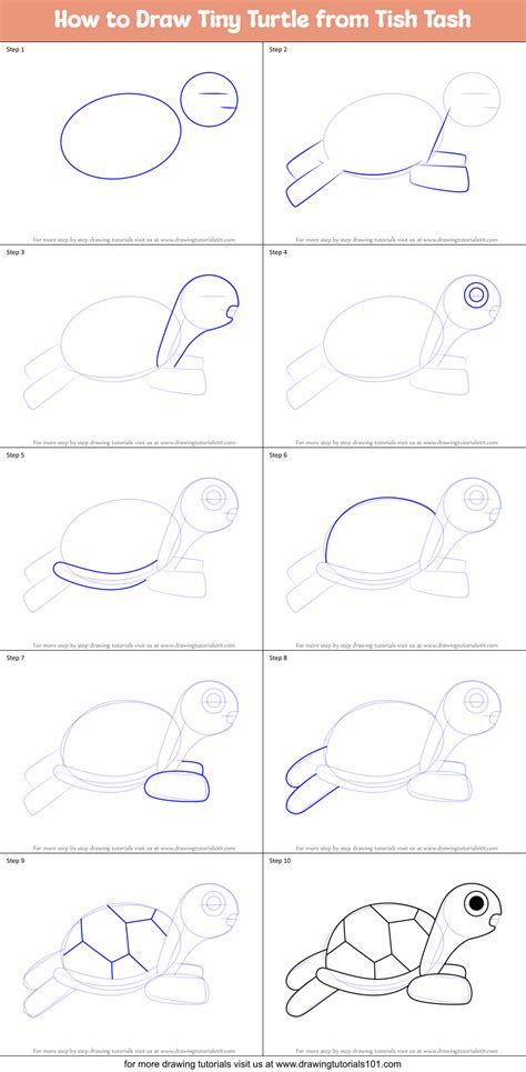 How To Draw Tiny Turtle From Tish Tash Tish Tash Step By Step DrawingTutorials Com