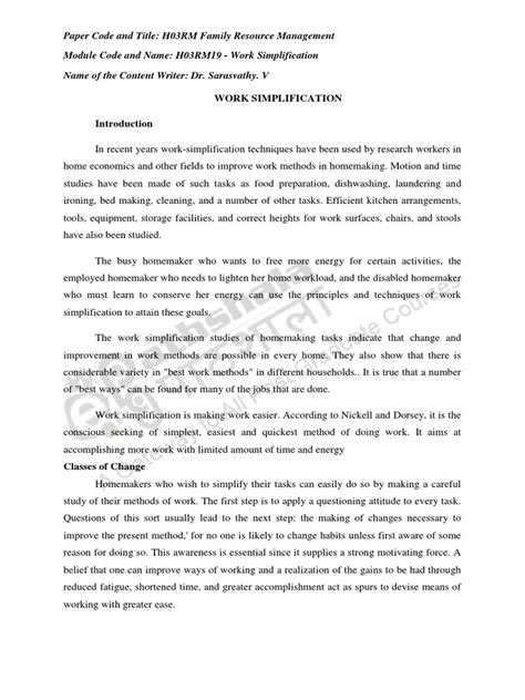 Work Simplification Pdf Chair Hip