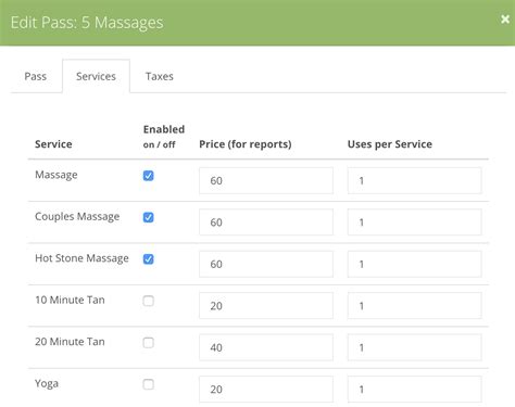 Example Pass Type Massages Months Ovatu Help Guides