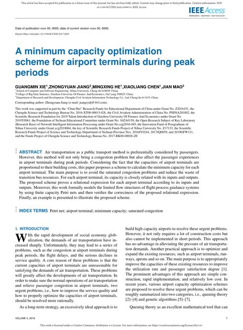Pdf A Minimum Capacity Optimization Scheme For Airport Terminals