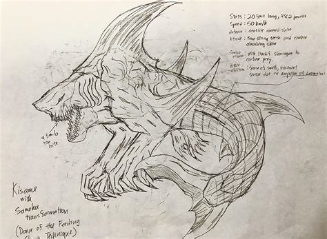 Old Fan Drawing Of Kisame Fused With Samehada Was Done By Memory So It