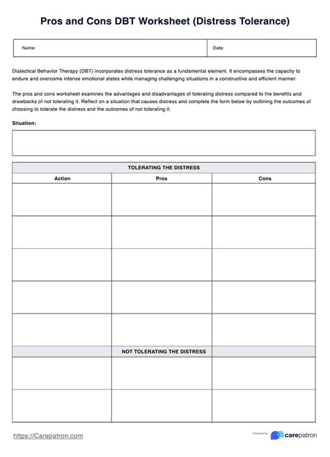 Relationship Pros And Cons Worksheet And Example Free Pdf Download