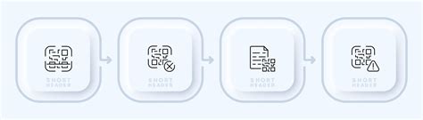 Qr 코드 세트 아이콘 스티커 제품 라벨링 암호화된 정보 실패 스캔 바코드 오류 구매 쇼핑 기술 개념 신형성 스타일 비즈니스를 위한 벡터 라인 아이콘 프리미엄 벡터
