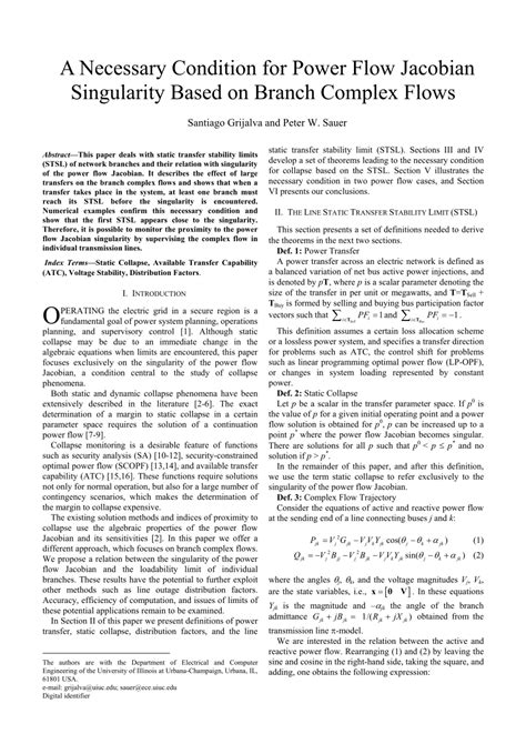 Pdf A Necessary Condition For Power Flow Jacobian Singularity Based On Branch Complex Flows
