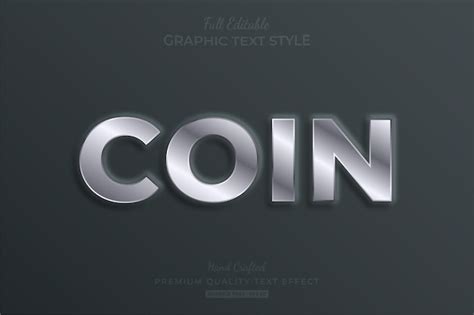 Premium Vector Coin Silver Embossed Editable Text Effect Font Style
