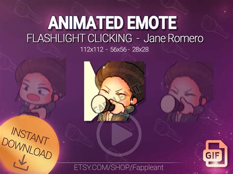 Animated Flashlight Emote Jane Romero Dead By Daylight Chibi Etsy