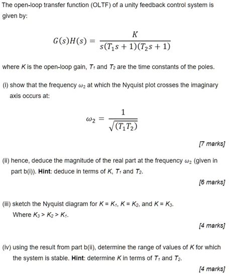 Solved The Open Loop Transfer Function Oltf Of A Unity Feedback