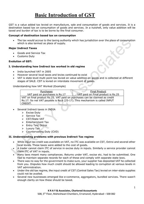 Basic Introduction To Gst Pdf