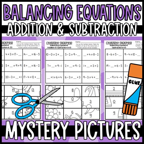 Balancing Equations Mystery Picture Worksheets [addition And Worksheets Library