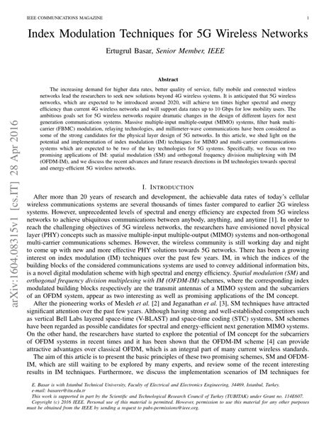 Pdf Index Modulation Techniques For 5g Wireless Networks