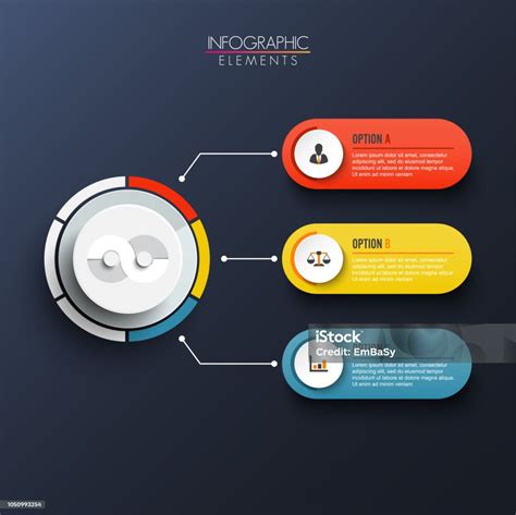 레이블 통합 된 원형 그래프 벡터 Infographic 템플릿의 추상 요소 비즈니스 컨셉 3 옵션입니다 콘텐츠 다이어그램 순서도 단계 부품 타임 라인 인포 그래픽 워크플로