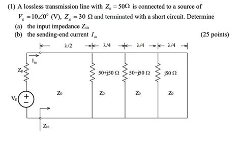 1 A Lossless Transmission Line With Z0 50 Ω Is Connected To A