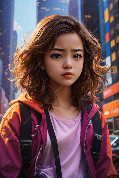 Premium Ai Image Cute Girl Close Up