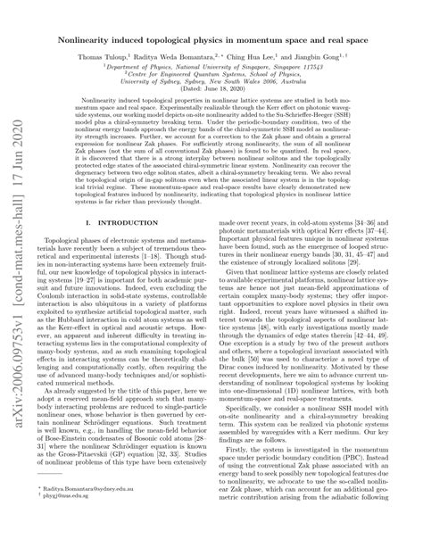 Pdf Nonlinearity Induced Topological Physics In Momentum Space And Real Space