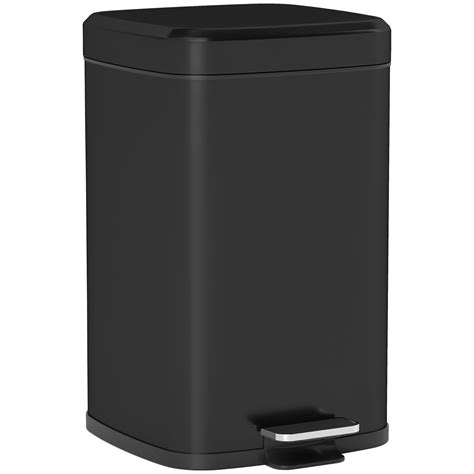 Homcom 20l Modern Boxy Metal Home Kitchen Bin Black Home Products