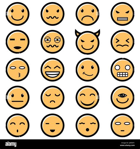 Collection Emoticon Expression Vector Illustration Stock Vector Image
