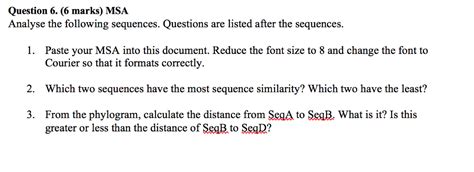Question 6 6 Marks Msa Analyse The Following