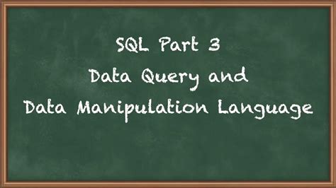 Sql Part 3 Data Query And Data Manipulation Language Data Base Management System Hindi Youtube